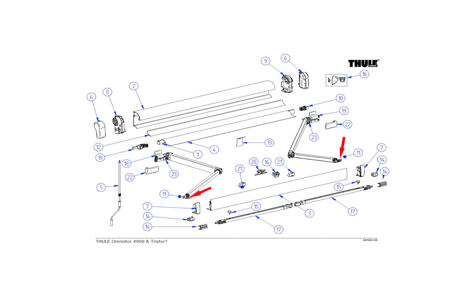 Kit d'embouts de bras articulés Thule pour Thule Omnistor 4900 - Berger ...