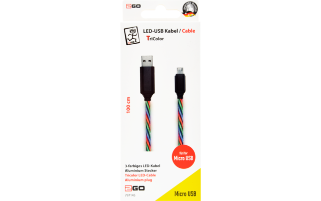 2GO Cable USB Tricolor LED Apple 8pin - Berger Camping - Accesorios de ...